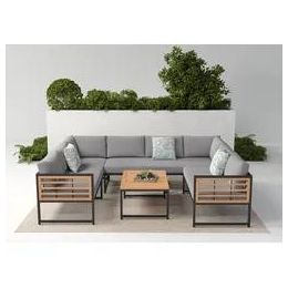 Gartenlounge-Set Konifera "Delphi" Sitzmöbel-Sets schwarz (braun / schwarz) Akazienholz, inkl. 3 Dekokissen, verschiedene Stellmöglichkeiten