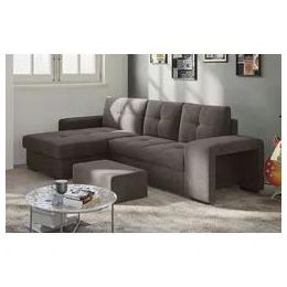 Ecksofa COTTA "Mattina L-Form" Sofas Gr. B/H/T: 268cm x 73cm x 156cm, Microfaser, Recamiere links, ohne Bettfunktion und Bettkasten, braun inkl. Hocker, wahlweise mit Bettfunktion und Bettkasten