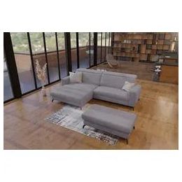 Sit & More Ecksofa SIT&MORE "Bolero L-Form" Sofas Gr. B/H/T: 290 cm x 88 cm x 178 cm, Breitcord, Recamiere links, ohne Kopfteilverstellung-ohne Bett-ohne Bettkasten, silberfarben (silber)