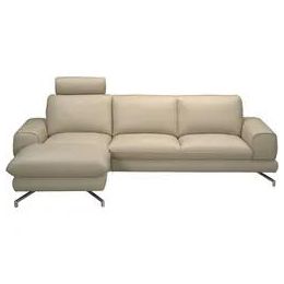 Ecksofa DELA DESIGN "Body L-Form" Sofas Gr. B/H/T: 268cm x 83cm x 165cm, Leder, Longchair links, beige inklusive einer Kopfstütze