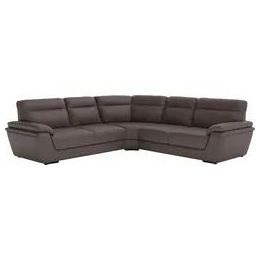 Ecksofa Home Affaire "Brandy L-Form" Sofas Gr. B/H/T: 285 cm x 95 cm x 298 cm, Leder PAMPAS, langer Schenkel links, braun (cocoa)