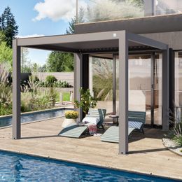 3x3m Pergola in Anthrazit; mit Lamellendach in Anthrazit - (400113)