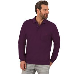 TRIGEMA Sweatshirt »Langarm Polo aus Sweat-Qualität« aubergine M M Gestickte TRIGEMA-Schwinge auf Brusttasche