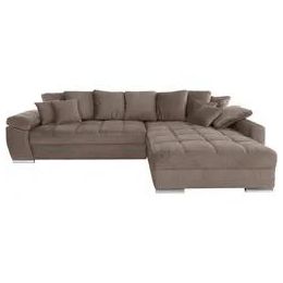 Ecksofa Inosign "Gwenni L-Form" Sofas Gr. B/H/T: 323cm x 94cm x 222cm, Samtoptik, grau (taupe) auch in Aqua Clean Supreme erhältlich; bis zu 140 kg pro Sitzfläche