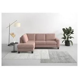 Ecksofa Home Affaire "Summer L-Form" Sofas Gr. B/H/T: 236cm x 91cm x 170cm, Feincord, Ottomane links, ohne Bettfunktion-ohne Bettkasten-mit Federkern, rosa (altrosa) mit Ottomane, oder ohne Bettfunktion und Bettkasten, Cord-Bezug