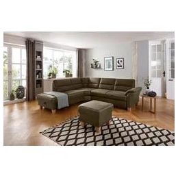 Ecksofa Home Affaire "Soleo L-Form" Sofas Gr. B/H/T: 262cm x 89cm x 235cm, Luxus-Microfaser Lederoptik, Ottomane links, mit Relaxfunktion-ohne Bettfunktion-ohne Stauraum, grün (olive) komfortabel durch Trapezecke mit Relaxfunktion, auch Bettfunktion