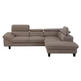 Ecksofa Home Affaire "Pilot L-Form" Sofas Gr. B/H/T: 266cm x 73cm x 108cm, Microfaser, Ottomane rechts, mit Kopfteilverstellung-mit Bettfunktion-mit Bettkasten, braun (mud)