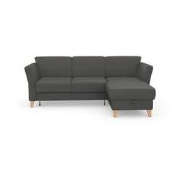 Sit & More Ecksofa SIT & MORE "Visby L-Form" Sofas Gr. B/H/T: 248cm x 87cm x 162cm, Luxus-Microfaser Paris, Recamiere rechts, mit Bettfunktion-mit Bettkasten, grau Wahlweise mit Bettfunktion und Bettkasten, frei im Raum stellbar