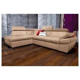 Ecksofa exxpo - SOFA FASHION "Salerno, klassisch modernes Funktionssofa, hoher Sitzkomfort, L-Form" Sofas Gr. B/H/T: 268 cm x 77 cm x 204 cm, Microfaser PRIMABELLE, Ottomane links, ohne Bettfunktion-ohne Bettkasten, braun (cappuccino) inkl. Kopf- und Armteilverstellung, wahlweise mit Bettfunktion