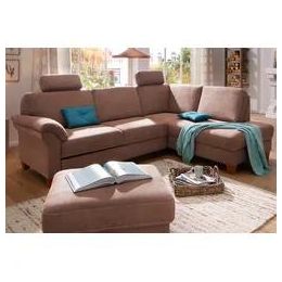 Ecksofa Home Affaire "Borkum L-Form" Sofas Gr. B/H/T: 249cm x 87cm x 189cm, Luxus-Microfaser TORO, Ottomane rechts, ohne Bettfunktion, braun mit Federkern, wahlweise Bettfunktion