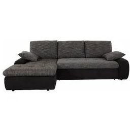 Ecksofa Trendmanufaktur "Indie, L-Form" Sofas Gr. B/H/T: 246cm x 86cm x 155cm, Luxus-Microfaser ALCAZAR-Struktur, Recamiere links, mit Bettfunktion-XL, schwarz (schwarz/anthrazit/grau) wahlweise XL oder XXL