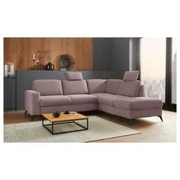 Ecksofa Places of Style "Lolland L-Form" Sofas Gr. B/H/T: 249cm x 88cm x 212cm, Struktur flausch, Ottomane rechts, mit Bettfunktion und Stauraum, grau (taupe) Wahlweise mit Bettfunktion und Stauraum, auch abwischbarem Bezug