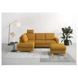 Ecksofa Home Affaire "Summer L-Form" Sofas Gr. B/H/T: 236 cm x 91 cm x 170 cm, Breitcord, Ottomane links, mit Bettfunktion-mit Bettkasten-mit Federkern, gelb (mustard) mit Ottomane, wahlweise Bettfunktion und Bettkasten, Cord-Bezug