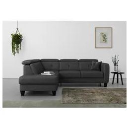 Sit & More Ecksofa SIT & MORE "Belluci L-Form", grau (anthrazit), B:249cm H:85cm T:195cm, Sofas, inklusive Federkern, wahlweise mit Bettfunktion und Bettkasten