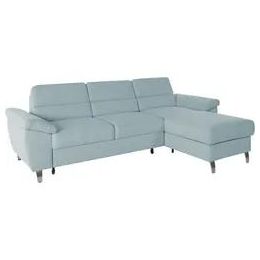 Sit & More Ecksofa SIT & MORE "Sorano L-Form" Sofas Gr. B/H/T: 250cm x 88cm x 161cm, Struktur fein, Recamiere rechts, mit Bettfunktion-mit Bettkasten, blau (aqua) wahlweise mit Bettfunktion und Bettkasten