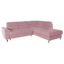 Sit & More Ecksofa SIT & MORE "Sorano L-Form" Sofas Gr. B/H/T: 249cm x 88cm x 212cm, Struktur fein, Ottomane rechts, mit Bettfunktion-mit Bettkasten, rosa (altrosa) wahlweise mit Bettfunktion und Bettkasten