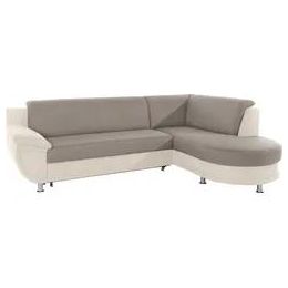 Ecksofa Trendmanufaktur "Rondo 3, L-Form" Sofas Gr. B/H/T: 265cm x 85cm x 190cm, Luxus-Microfaser ALCAZAR-Struktur fein, Ottomane rechts, mit Federkern, mit Bettfunktion, beige (beige, tan) mit Ottomane und Federkern, wahlweise Bettfunktion