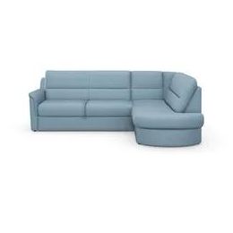 Sit & More Ecksofa SIT & MORE "Panini L-Form" Sofas Gr. B/H/T: 243cm x 87cm x 155cm, Struktur weich, Ottomane rechts, mit Vorziehsitz-mit Bettkasten, blau (hellblau) wahlweise mit Vorziehsitz und Bettkasten