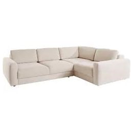 Ecksofa Places of Style "Bloomfield, L-Form" Sofas Gr. B/H/T: 304cm x 84cm x 224cm, Struktur, langer Schenkel links, XXL ohne Sitztiefenverstellung, beige extra tiefe Sitzfläche, wahlweise mit Sitztiefenverstellung