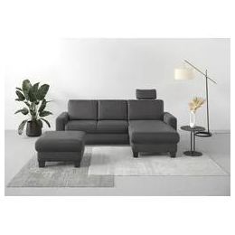 Ecksofa Home Affaire "Summer L-Form" Sofas Gr. B/H/T: 249 cm x 91 cm x 164 cm, Breitcord, Recamiere rechts, ohne Bettfunktion-ohne Bettkasten-mit Federkern, grau mit Recamiere, oder ohne Bettfunktion und Bettkasten, Cord-Bezug