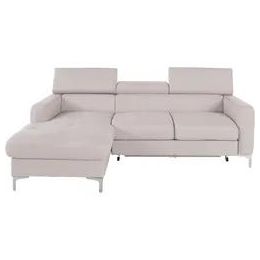 Ecksofa COTTA "Sammy L-Form" Sofas Gr. B/H/T: 226cm x 74cm x 169cm, Struktur, Recamiere links, mit Bettfunktion-mit Bettkasten-mit Kopfteilverstellung, grau (argent) inklusive Kopfteilverstellung, wahlweise mit Bettfunktion