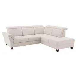 Ecksofa Home Affaire "Solvei L-Form" Sofas Gr. B/H/T: 260cm x 104cm x 235cm, Struktur, Ottomane rechts, mit Sitztiefenverstellung-mit Kopfteilverstellung, beige (natur) wahlweise auch mit Kopfteilverstellung und Bettfunktion, Federkern