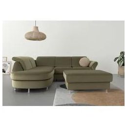 Sit & More Ecksofa SIT & MORE "Apulia L-Form" Sofas Gr. B/H/T: 250cm x 78cm x 212cm, Samtoptik, langer Schenkel rechts, mit Bettfunktion-mit Bettkasten-mit Armteilverstellung-mit Kopfteilverstellung, grün (olive) wahlweise Bettfunktion, Bettkasten und Kopf- Armteilverstellung