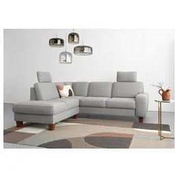 Ecksofa Home Affaire "Vision L-Form" Sofas Gr. B/H/T: 240cm x 90cm x 215cm, Luxus-Microfaser Euphoria, Ottomane links, ohne Bettfunktion-ohne Stauraum, grau wahlweise mit Bettfunktion und Stauraum, auch in Easy Care-Bezug