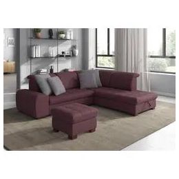 Sit & More Ecksofa SIT&MORE "Luxor L-Form" Sofas Gr. B/H/T: 259 cm x 82 cm x 224 cm, Luxus-Microfaser ALTARA NUBUCK, Ottomane rechts, ohne Bettfunktion-ohne Bettkasten-ohne Kopfteilverstellung, lila (aubergine) wahlweise mit Bettfunktion, Stauraum und Kopfteilverstellung