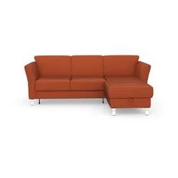 Sit & More Ecksofa SIT & MORE "Visby L-Form" Sofas Gr. B/H/T: 248cm x 87cm x 162cm, Luxus-Microfaser Paris, Recamiere rechts, mit Bettfunktion-mit Bettkasten, orange (terra) wahlweise mit Bettfunktion und Bettkasten, frei im Raum stellbar