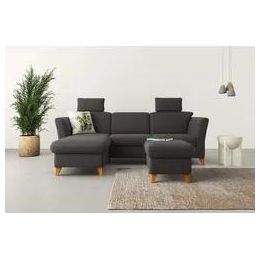 Ecksofa Home Affaire "Trelleborg L-Form" Sofas Gr. B/H/T: 249cm x 86cm x 162cm, Luxus-Microfaser Euphoria, Recamiere links, ohne Bettfunktion-ohne Bettkasten, grau (fango) Federkern-Polsterung, wahlweise mit Bettfunktion und Bettkasten