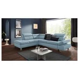 Ecksofa exxpo - SOFA FASHION "Fiji, L-Form" Sofas Gr. B/H/T: 272cm x 98cm x 232cm, Webstoff, Ottomane links, Mit Bettfunktion, blau mit Kopf- bzw. Rückenverstellung, wahlweise Bettfunktion