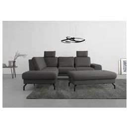 Sit & More Ecksofa SIT & MORE "Cinturo L-Form", grau (anthrazit), B:260cm H:91cm T:226cm, Sofas, inklusive Sitztiefenverstellung und Federkern, Sitzhöhe 48 cm