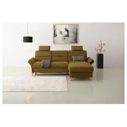 Ecksofa Home Affaire "Westerland L-Form" Sofas Gr. B/H/T: 252cm x 90cm x 162cm, Olympia EASY CLEAN, Recamiere rechts, mit Bettfunktion, Bettkasten und Armlehnfunktion, grün (olive) Federkern-Polsterung, wahlweise mit Bettfunktion, Bettkasten