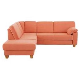 Ecksofa Home Affaire "Belfort L-Form" Sofas Gr. B/H/T: 243cm x 88cm x 91cm, Luxus-Microfaser ALTARA NUBUCK, Ottomane links, ohne Bettfunktion, orange (terra) mit Federkern, wahlweise Bettfunktion und Stauraum