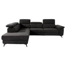 Ecksofa COTTA "Springs L-Form" Sofas Gr. B/H/T: 290cm x 79cm x 235cm, Microfaser, Ottomane links, mit Kopfteilverstellung-ohne Relaxfunktion-ohne Bettkasten, braun (mud)