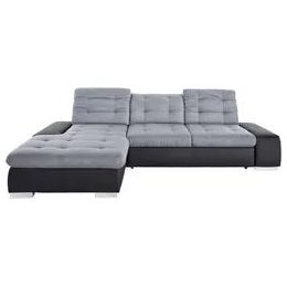 Sit & More Ecksofa SIT&MORE "Palomino L-Form" Sofas Gr. B/H/T: 284 cm x 84 cm x 109 cm, Kunstleder SOFTLUX-Struktur fein, Recamiere links, mit Bettfunktion-XXL, grau (schwarz, hellgrau) wahlweise XL oder XXL und mit Bettfunktion