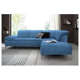 Ecksofa Places of Style "Caluna L-Form" Sofas Gr. B/H/T: 262cm x 97cm x 233cm, Flachgewebe, langer Schenkel links, blau (pacific) mit Sitztiefen- und Kopfteilverstellung (5fach)