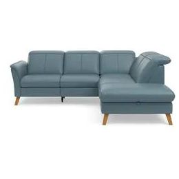 Sit & More Ecksofa SIT & MORE "Romero L-Form" Sofas Gr. B/H/T: 250cm x 91cm x 220cm, Luxus-Microfaser Lederoptik, Ottomane rechts, mit Federkern-mit Kopfteilverstellung-ohne Bettfunktion-mit Stauraum-mit TV-motorisch, bunt (greyblue) wahlweise mit oder ohne TV-Funktion, Bettfunktion, Bettkasten