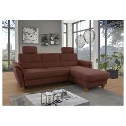 Ecksofa Home Affaire "Palmera L-Form" Sofas Gr. B/H/T: 244cm x 89cm x 163cm, Struktur weich, Recamiere rechts, ohne Bettfunktion-ohne Bettkasten, rosegold (kupfer) Federkern, wahlweise mit Bettfunktion und mitohne Bettkasten