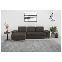 Sit & More Ecksofa SIT & MORE "Westham L-Form" Sofas Gr. B/H/T: 275cm x 88cm x 172cm, Microfaser, Recamiere links, ohne Bettfunktion-ohne Bettkasten-ohne Armlehnfunktion-ohne Sitztiefenverstellung, grau (anthrazit) mit Recamiere, oder ohne Bettfunktion, Bettkasten, Füße Eiche