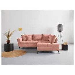 Ecksofa Inosign "Lörby L-Form" Sofas Gr. B/H/T: 224 cm x 90 cm x 191 cm, Feincord, Ottomane rechts, Feincord, rosa (flamingo) Belastbarkeit bis 140kg pro Sitzplatz, auch mit Aqua clean-Bezug