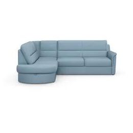 Sit & More Ecksofa SIT & MORE "Panini L-Form" Sofas Gr. B/H/T: 243cm x 87cm x 175cm, Struktur weich, Ottomane links, mit Bettfunktion-mit Bettkasten, blau (hellblau) wahlweise mit Bettfunktion und Bettkasten