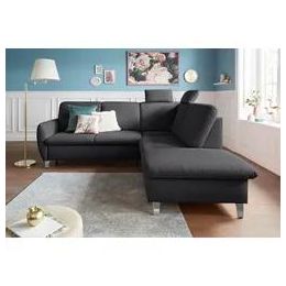 Sit & More Ecksofa SIT & MORE "Daytona L-Form" Sofas Gr. B/H/T: 236cm x 93cm x 214cm, Struktur, Ottomane rechts, mit Bettfunktion-mit Stauraum, grau (anthrazit) mit Federkern, zwei Kopfstützen und wahlweise Bettfunktion