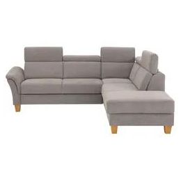 Ecksofa Home Affaire "Conville L-Form" Sofas Gr. B/H/T: 247cm x 84cm x 217cm, Webstoff, Ottomane rechts, inkl.Kopfteilverstellung, mit Bettfunktion und Stauraum, braun (latte) Federkern, wahlweise mit Bettfunktion und Bettkasten bzw. Stauraum