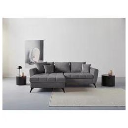 Ecksofa Inosign "Lörby L-Form" Sofas Gr. B/H/T: 246 cm x 90 cm x 170 cm, Feincord, Recamiere links, Feincord, grau (anthrazit) Belastbarkeit bis 140kg pro Sitzplatz, auch mit Aqua clean-Bezug