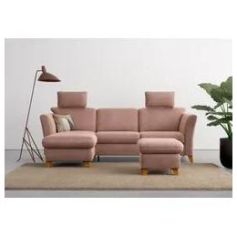 Ecksofa Home Affaire "Trelleborg L-Form" Sofas Gr. B/H/T: 249cm x 86cm x 162cm, Feincord, Recamiere links, mit Bettfunktion-mit Bettkasten, rosa (altrosa) wahlweise mit Bettfunktion und Bettkasten, inkl. Federkern-Polsterung