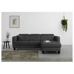 Sit & More Ecksofa SIT & MORE "Belluci L-Form" Sofas Gr. B/H/T: 247cm x 85cm x 170cm, Luxus-Microfaser Florence, Recamiere rechts, ohne Bettfunktion-ohne Bettkasten, grau (anthrazit) inklusive Federkern, wahlweise mit Bettfunktion und Bettkasten