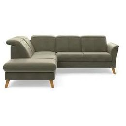 Sit & More Ecksofa SIT & MORE "Romero L-Form" Sofas Gr. B/H/T: 250cm x 91cm x 220cm, Luxus-Microfaser ALTARA NUBUCK, Ottomane links, mit Federkern-ohne Kopfteilverstellung-ohne Bettfunktion-ohne Stauraum-ohne TV-motorisch, grün (lindgrün) wahlweise mit oder ohne TV-Funktion, Bettfunktion, Bettkasten