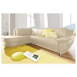 Ecksofa Trendmanufaktur "Rondo, L-Form" Sofas Gr. B/H/T: 265cm x 85cm x 190cm, NaturLEDER, Ottomane links, mit Federkern, mit Bettfunktion, beige wahlweise mit Federkern, Bettfunktion